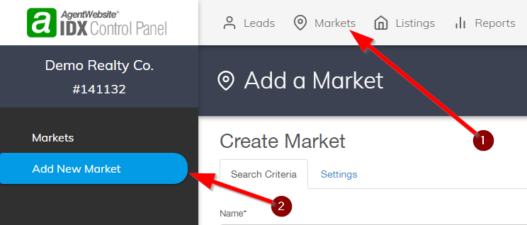 AgentWebsite Help Create An IDX Market aka Hotsheet 